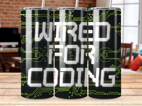 Wired For Coding 20oz Digital Tumbler Wrap Png Circuit Design Geeky