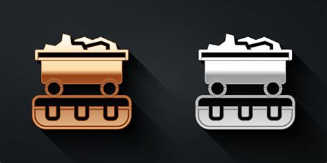 검은 색 배경에 고립 된 금탄 기차 마차 아이콘 철도 운송 긴 그림자 스타일 벡터 광산에 대한 스톡 벡터 아트 및 기타 이미지 광산 광업 교육 강좌 Istock