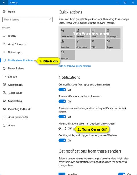 Hide Or Show Notifications When Duplicating Screen In Windows 10