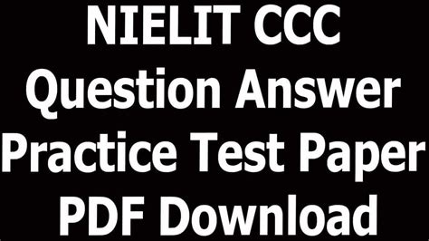 Nielit Ccc Question Answer Practice Test Paper Pdf Download