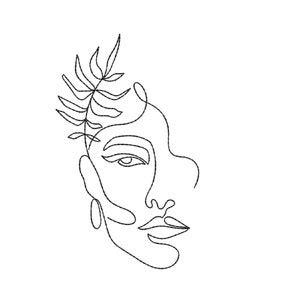 Womans Face Embroidery Design 5 Sizes Instant Download Etsy