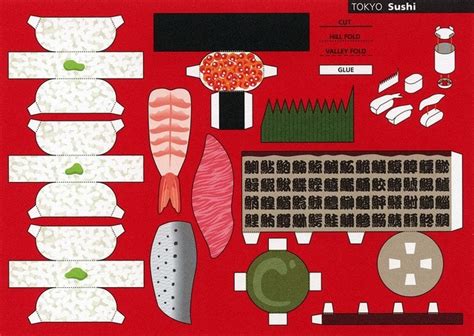 Ossorio Recortables De Papel Papercraft Recortable De Comida Sushi