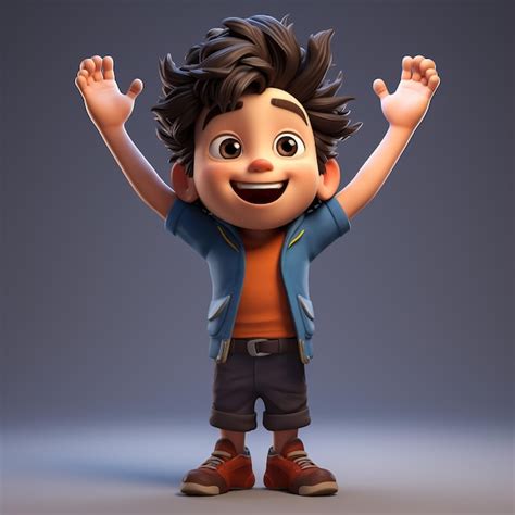 Premium Ai Image Character Cartoon Boy Points His Finger At An Empty