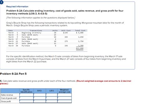 Solved Problem A Calculate Ending Inventory Cost Of Chegg