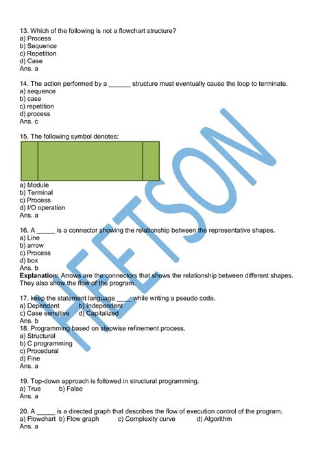 Flowchart Question And Answer Algorithm Mcq Pdf Programming