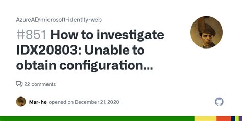 how to investigate idx20803 unable to obtain configuration from
