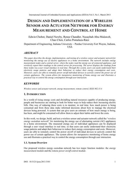 Design And Implementation Of A Wireless Sensor And Actuator Network For