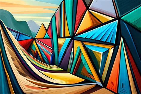 Abstract Geometry Shapes Flowing Into Each Other Bright Vivid Colors Futuristic Architectural