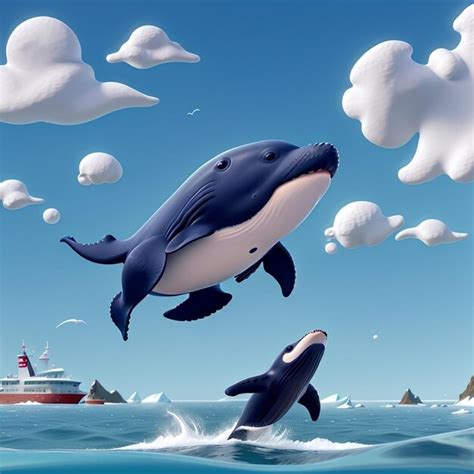 Premium Ai Image A Picture Of Two Dolphins And A Ship In The Background