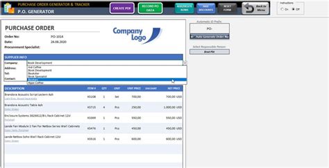 Purchase Order Tracker Excel Template Digital Order Form Invoicing Customer Supplier