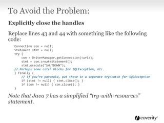 Resource Leaks In Java PPT