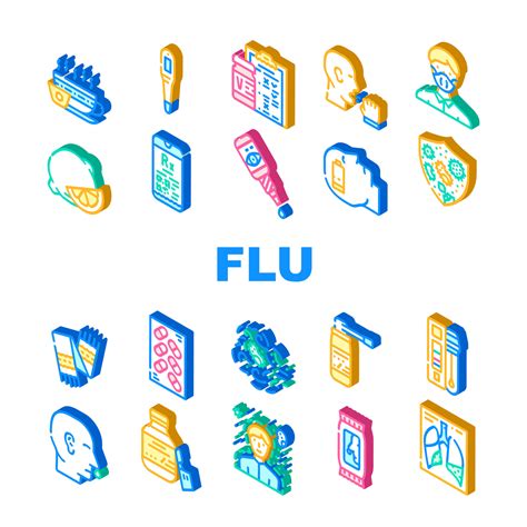 Flu Disease Treatment Collection Icons Set Vector Vector Art At Vecteezy