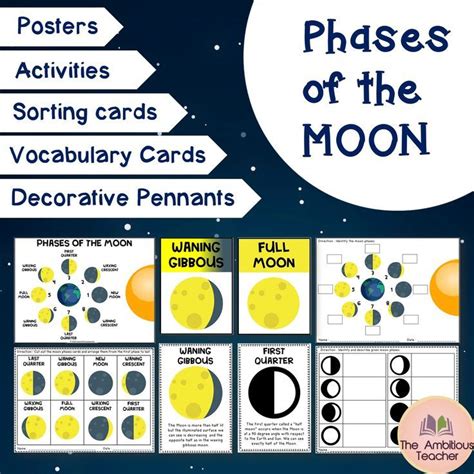 Phases Of The Moon Posters Activities Pennants Vocabulary And Sorting