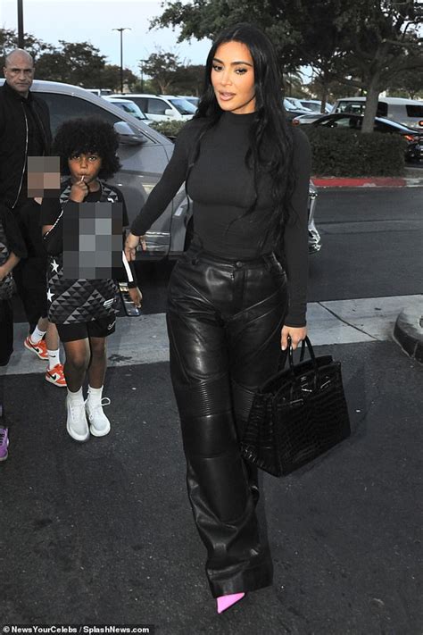 Kim Kardashian Black Leather Pants