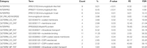 David Functional Annotation Chart Results For Significant 1 Mb