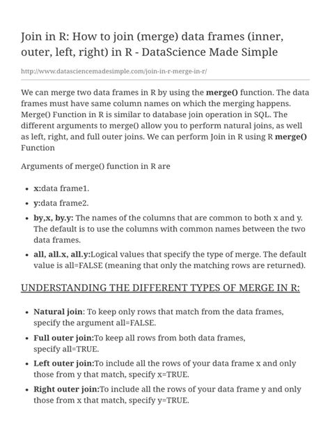 Join In R How To Join Data Frames In R Pdf Information Technology