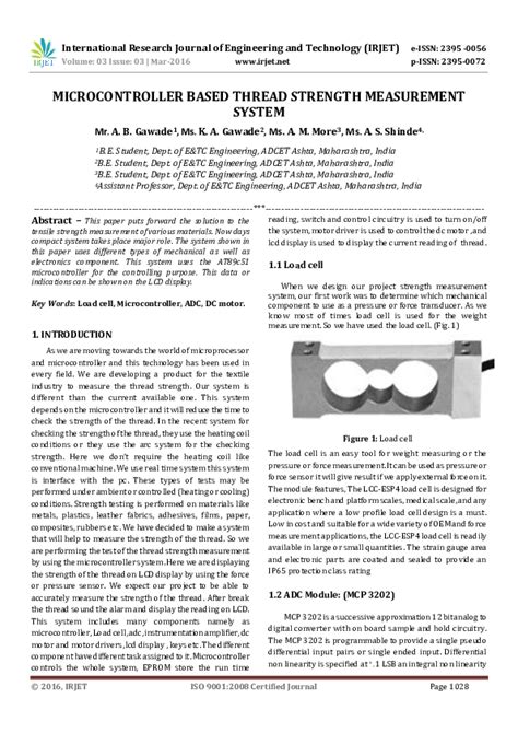 Microcontroller Based Thread Strength Measurement System