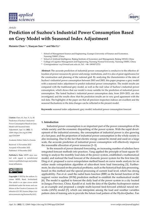 Pdf Prediction Of Suzhous Industrial Power Consumption Based On Grey Model With Seasonal