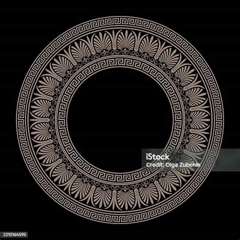 벡터 라운드 골드 클래식 프레임 그리스 사행 판 그리스 고대 로마의 패턴 유럽 국경을 돌고 있습니다 둥근 골동품 그리스 테두리 전형적인 이집트 아시리아 그리스의 동기 서클