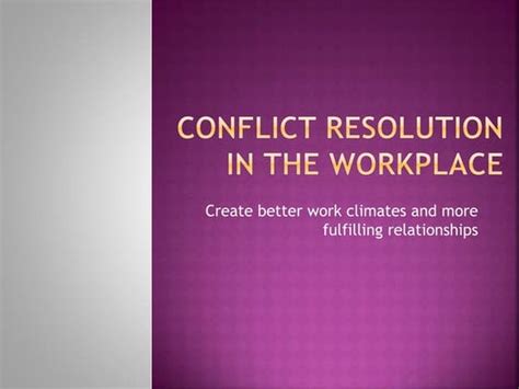 Conflict Resolution Workshop Presentation Ccc Pptx
