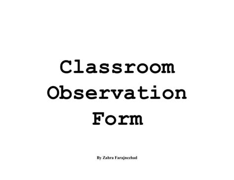 Classroom Observationteaching Skills Pdf Educational Assessment Education