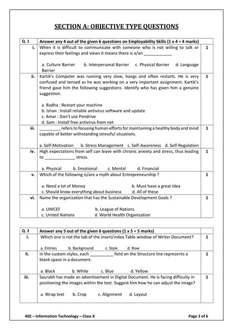 Class IT Sample Paper Code PDF IT Class Sample Paper PDF