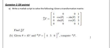 Solved Question 2 20 ﻿pointsa ﻿write A Matlab Script To