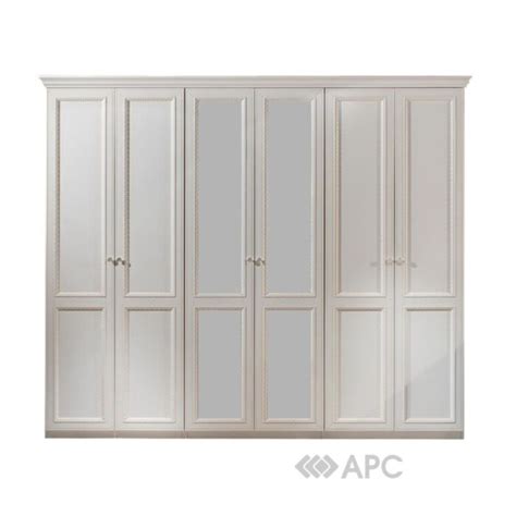 Шафа деревяна шестидверна Merx Venezia ВН 1603 біла з дзеркалом 26003293 в каталозі Ars