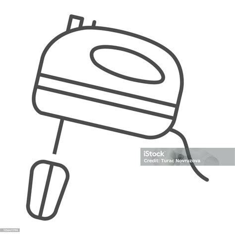 믹서 얇은 라인 아이콘 Ccc 개념 흰색 배경에 부엌 믹서 기호 모바일 개념 및 웹 디자인을위한 윤곽 스타일 핸드 믹서 아이콘 벡터 그래픽 가정 생활에 대한 스톡 벡터 아트