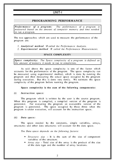 Dsa Notes 1 165 Unit I Program M I N G Perfor Ma N Ce Perf O R M A N