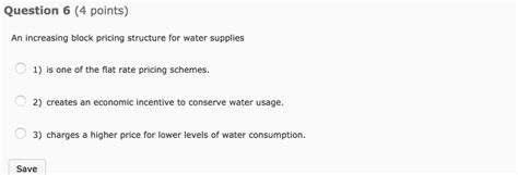 Solved An Increasing Block Pricing Structure For Water