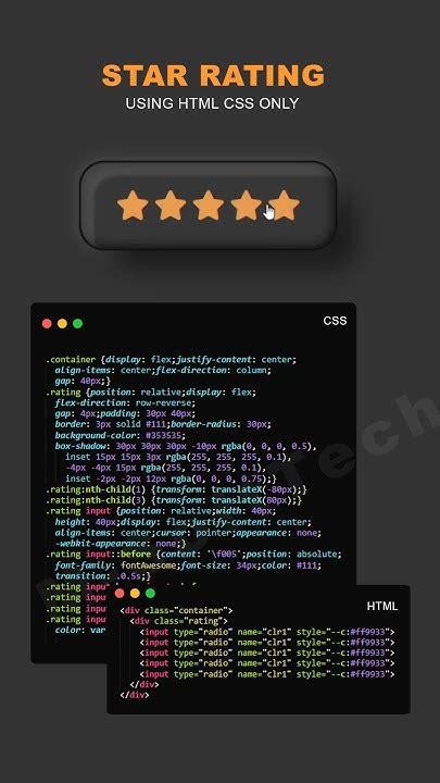 Create On Star ⭐ Rating Html Using In Css Html Viral Tranding Coding Shorts Css