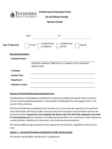 Fillable Online 15 Free Performance Evaluation Forms Wordpdf