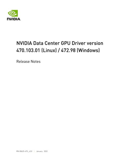Nvidia Data Center Gpu Driver Release Notes 470 V30 Pdf Graphics