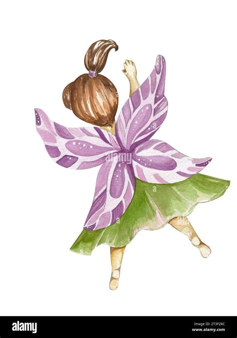 Set With Fairy Girls Funny Cute Flower Fairy For Postcards And Design