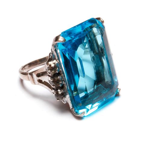 Sterling Ring With Aqua Stone Carole Tanenbaum Vintage Collection