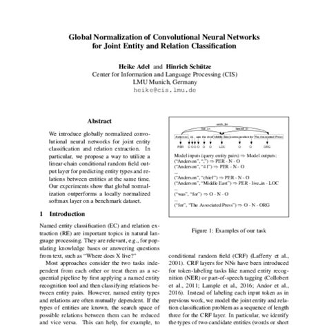 Global Normalization Of Convolutional Neural Networks For Joint Entity And Relation