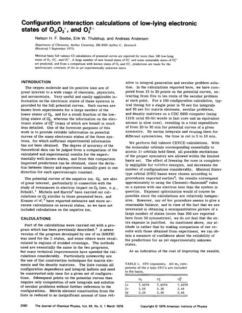 pdf configuration interaction calculations of low‐lying electronic
