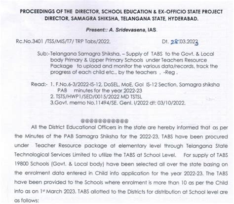 Supply Of Tabs To Primary Upper Primary Schools Guidelines And List