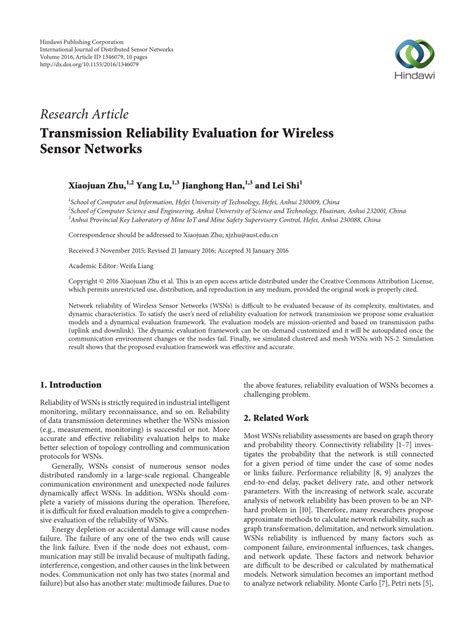 Pdf Transmission Reliability Evaluation For Wireless Sensor Networks