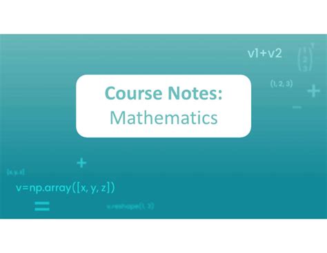 Course Notes On Maths Part 1 Pdf