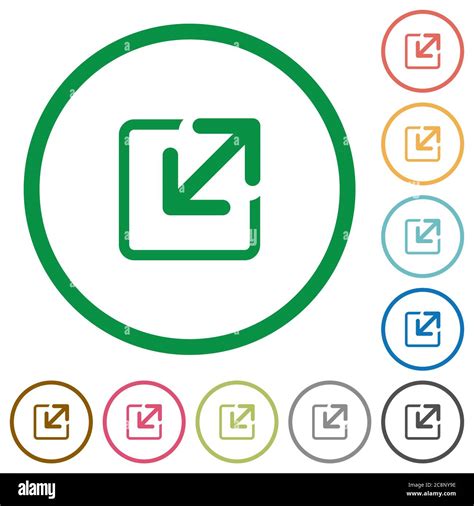 Set Of Resize Window Color Round Outlined Flat Icons On White Background Stock Vector Image