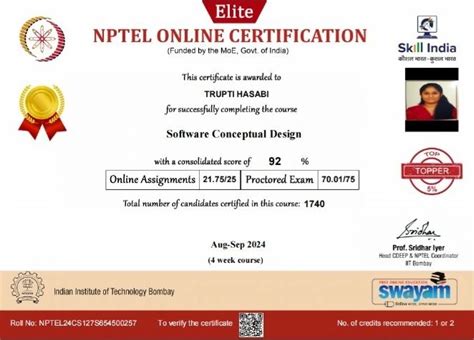 Trupti Hasabi On Linkedin Nptel Softwaredesign Lifelonglearning
