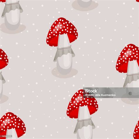 색상 배경에 버섯이있는 완벽한 패턴 귀여운 요정 버섯 포장 배너 카드 직물 다른 디자인을위한 현대 벡터 일러스트 레이 션 음식 개념 가을에 대한 스톡 벡터 아트 및 기타