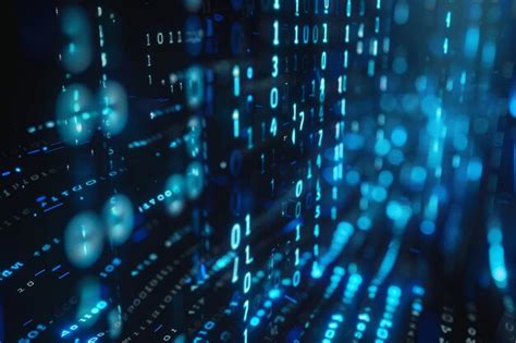 premium photo digital data stream of blue numbers and code flowing in