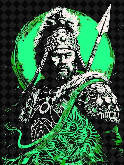 Kyrgyz Warrior Portrait With Traditional Armor And Kalpak Ho Png