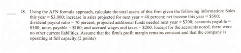 Solved 18 Using The Afn Formula Approach Calculate The