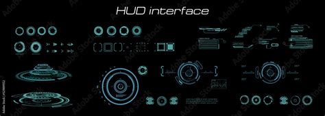 Set Futuristic Elements For The HUD Interface Digital User Interface HUD Virtual Reality