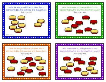 Adding Integers With Sided Counters Task Cards By Amy Alvis TpT