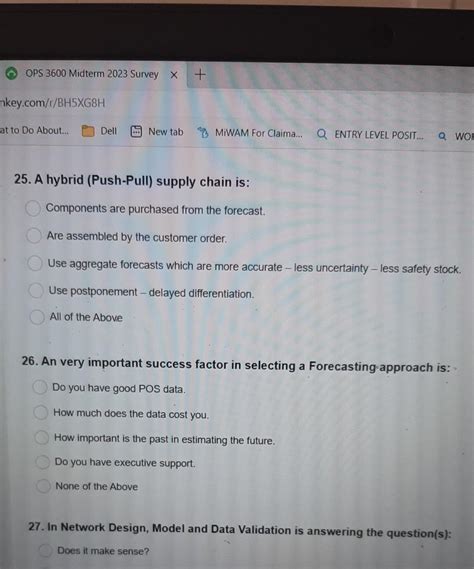 Solved 25 A Hybrid Push Pull Supply Chain Is Components